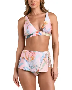L'Agence Linda Colorful Palm Swim Skort Bikini Bottom - Multi