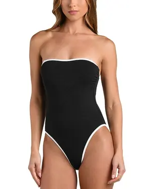 L'Agence Tory Bandeau One Piece Swimsuit - Black