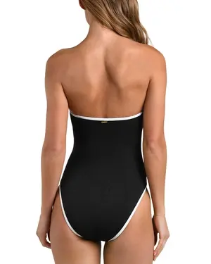 L'Agence Tory Bandeau One Piece Swimsuit - Black