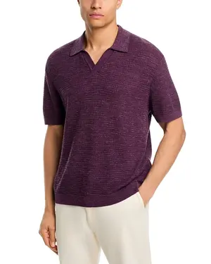 Theory Brenan Polo In Neo Pacific Linen - Grapevine