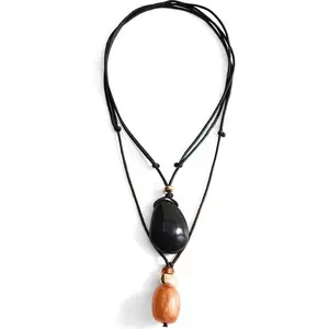 Mango Double Pendant Necklace - Brown