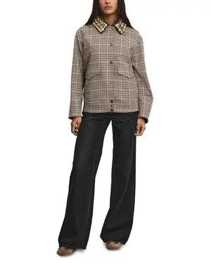 Veronica Beard Embellished Plaid Jacket - Malt Multi