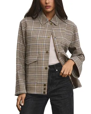 Veronica Beard Embellished Plaid Jacket - Malt Multi