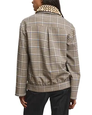 Veronica Beard Embellished Plaid Jacket - Malt Multi