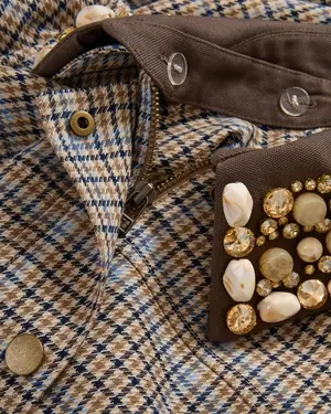 Veronica Beard Embellished Plaid Jacket - Malt Multi