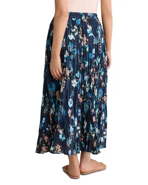NIC+ZOE Crinkle Floral Print Midi Skirt