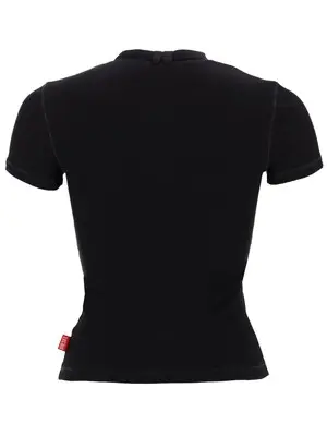 DIESEL® T-iaras Ribbed Jersey Top With Tie Detail - Black
