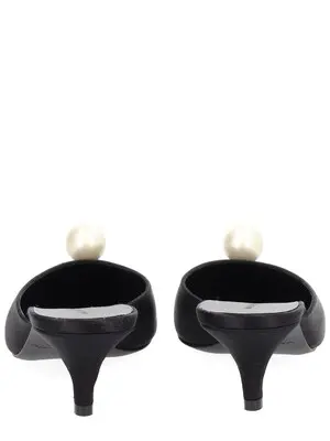 Magda Butrym Pearl Embellished Satin Mules