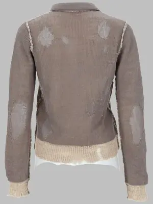 DIESEL® Distressed Knit Sweater With Tie Detail