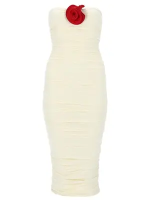 LA REVECHE Mireya" Strapless Ruched Dress With Embellishment - Ivory