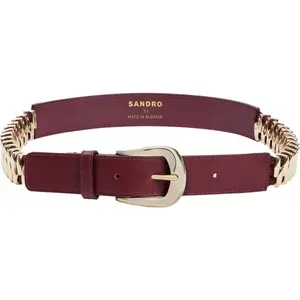 Sandro Leather And Metal Belt - Bordeaux