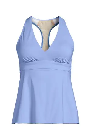 LANDS' END Dd-cup V-neck Racerback Flutter Tankini With Floral Print - Soft Cloud Blue