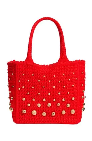Sandro Studded Crochet Bag - Red