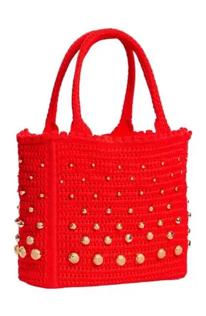 Sandro Studded Crochet Bag - Red