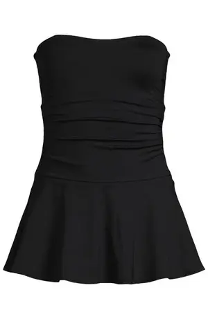 LANDS' END Sculpting Bandeau Lace Back Mini Swim Dress