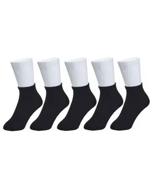 French Connection Organic Cotton Half Cushion Low Cut Socks 5 Pack - Black
