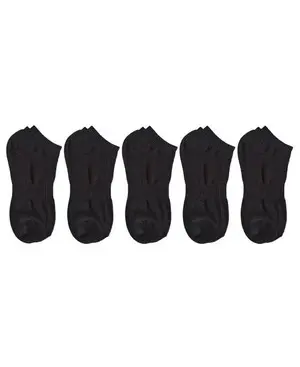 French Connection Organic Cotton Half Cushion Low Cut Socks 5 Pack - Black