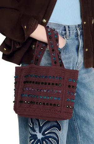 Sandro Beaded Crochet Bag