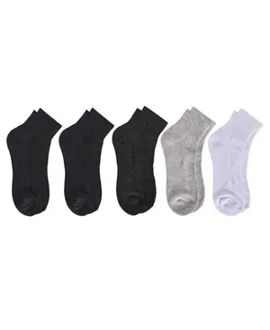 French Connection Organic Cotton Half Cushion Quarter Sock 5-pack - Grey White Black