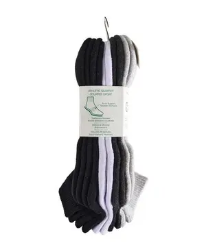 French Connection Organic Cotton Half Cushion Quarter Sock 5-pack - Grey White Black