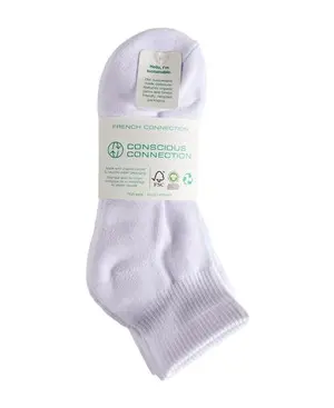 French Connection Organic Cotton Half Cushion Quarter Sock 5-pack - White