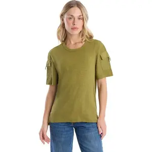 Wilt Round Neck Short Sleeve Hi-lo Tee With Cargo Pockets - Moss