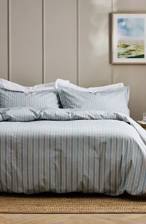 CHRISTY Calder Stripe Cotton Percale Duvet Cover Sets - Blue