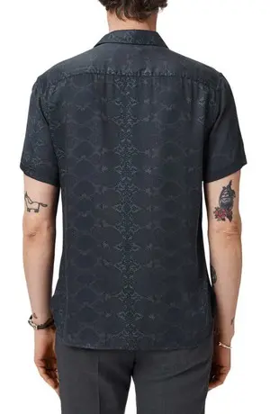 John Varvatos Loren Slim Fit Short Sleeve Button-up Shirt - Black