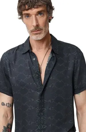 John Varvatos Loren Slim Fit Short Sleeve Button-up Shirt - Black