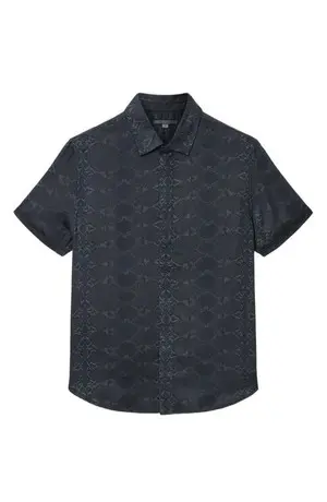 John Varvatos Loren Slim Fit Short Sleeve Button-up Shirt - Black