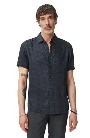 John Varvatos Loren Slim Fit Short Sleeve Button-up Shirt - Black