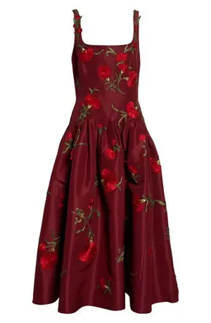 Women's Square Neck Silk Faille Dress