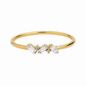 BELINDA JEWELZ Triple Baguette Birthstone Ring With White Topaz - White/gold