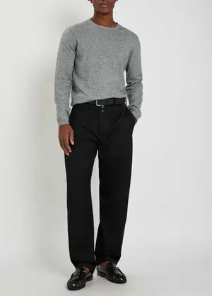 ALLUDE Cotton And Cashmere-blend Jumper With Suede Elbow Patches