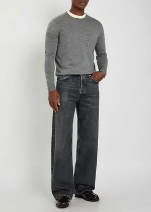 ALLUDE Wool Crew Neck Jumper - Grey