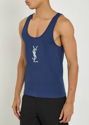 Saint Laurent Embroidered Logo Cotton Vest