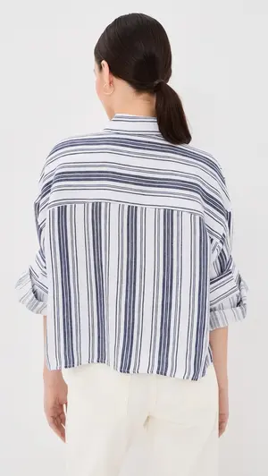 TWP Striped Hemp Shirt - Ivory/navy