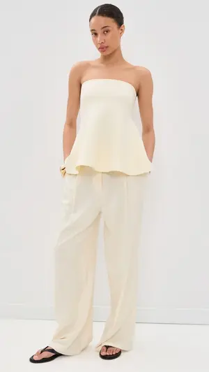 ALIGNE Knitted Bandeau Peplum Top