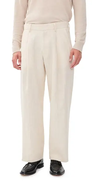 Nn07 Kay Linen Relaxed Pleated Trousers - Oat