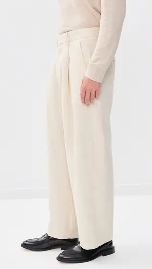 Nn07 Kay Linen Relaxed Pleated Trousers - Oat