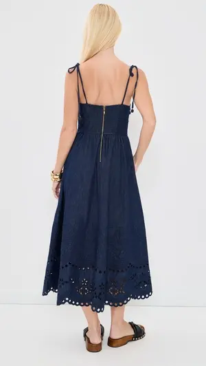 Zimmermann Mahon Broderie Denim Midi Dress