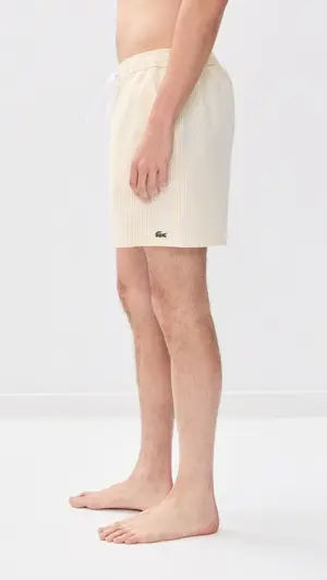 Lacoste Seersucker Striped Swim Shorts