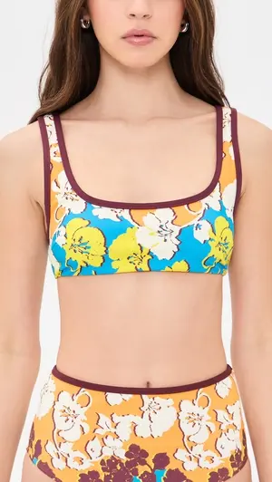 ALEMAIS Floral Print Scoop Neck Top