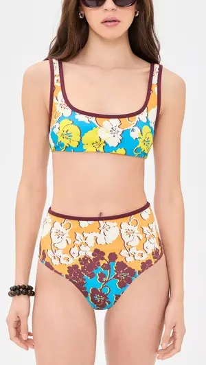 ALEMAIS Floral Print Scoop Neck Top