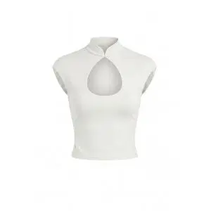 KHELA THE LABEL High Neck Cut-out Cropped Top