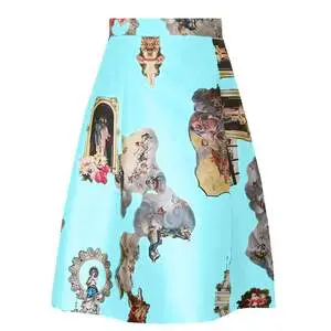 MAXJENNY Knee-length Skirt In Siciliy Light Print - Blue