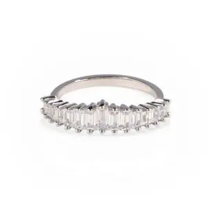 BELINDA JEWELZ Princess Half-eternity Ring With Baguette Stones - Silver