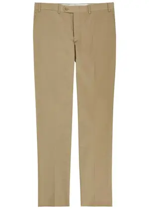 CANALI Canali Tapered-Leg Stretch-Cotton Poplin Trousers