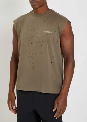 Satisfy Mothtech Muscle Distressed Cotton T-shirt - Grey