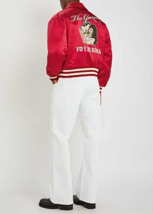 SECOND / LAYER Embroidered Satin Bomber Jacket